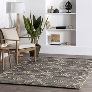 nuloom julianne handmade high-low jute moroccan area rug, 5x8, beige