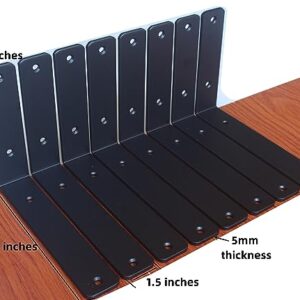 8 Pack - L 8" x H 6" x W 1.5", 5mm Thick Black L Shelf Bracket, Iron Shelf Brackets, Metal Shelf Bracket, Industrial Shelf Bracket Decorative Shelving, Shelf Supports with Screws