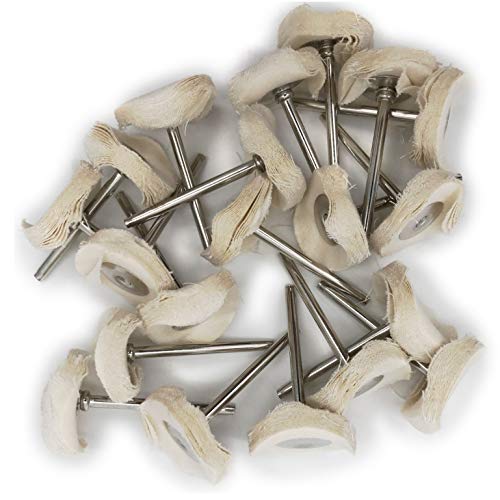 20Pcs Wool Polishing Buff Wheel Buffing Wheels Rotary Tool Accessories Polish Jewelry Watch Mirror 3mm Shank (White)