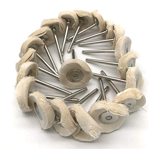 20Pcs Wool Polishing Buff Wheel Buffing Wheels Rotary Tool Accessories Polish Jewelry Watch Mirror 3mm Shank (White)