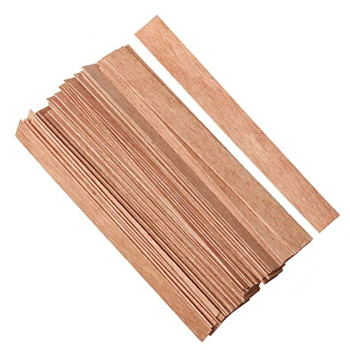 100pcs Wooden Candle Wicks, Candle Making Wicks 5.1 X 0.5 Inch Naturally Smokeless Wooden Candle Wicks Candle Cores with Iron Stand for DIY Candle Making(50 Set)