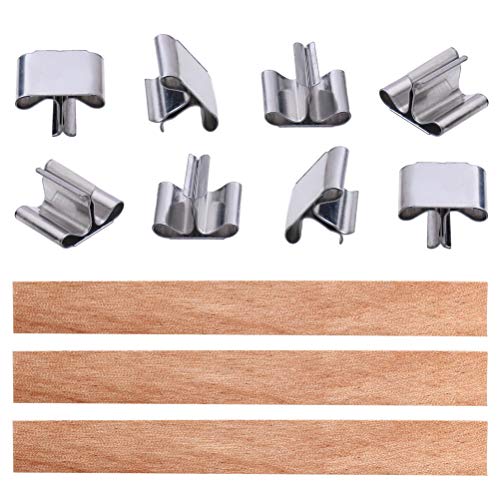 100pcs Wooden Candle Wicks, Candle Making Wicks 5.1 X 0.5 Inch Naturally Smokeless Wooden Candle Wicks Candle Cores with Iron Stand for DIY Candle Making(50 Set)