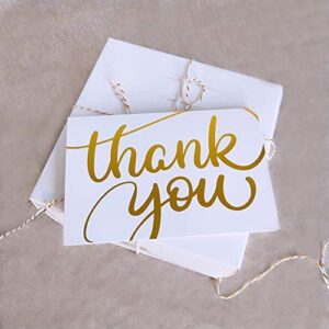 Supla 102 Sets Gold Foil Thank You Cards Bulk with Envelopes Stickers Thank You Notes 3 Designs Blank Thank You Note Cards Greeting Cards 4" x 6" for Weddings Baby Shower Bridal Shower