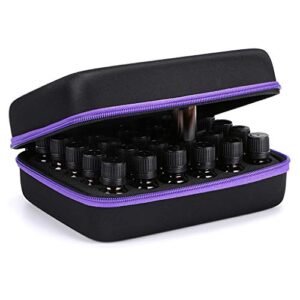 Hipiwe Hard Shell Essential Oil Carrying Case 30 Bottles EVA Essential Oils Storage Bag - Perfect for Essential Oils Bottle with Foam Insert (Black + Purple)