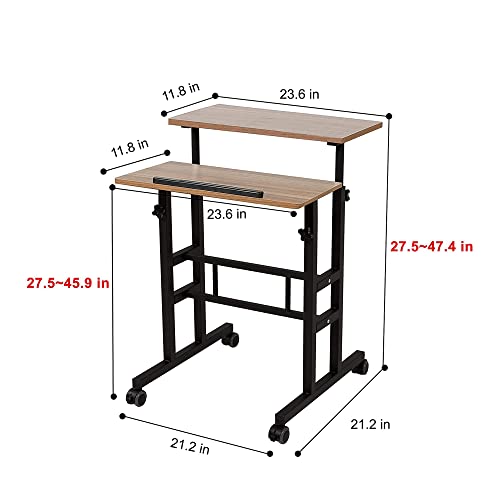 SDADI 2 Inches Carpet Wheels Mobile Standing Desk Stand Up Desk Height Adjustable Home Office Desk with Standing and Seating 2 Modes 3.0 Edition,Oak S001BFDT