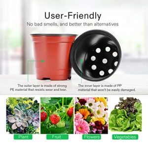 VIVOSUN 50pcs 6 Inch Planter Nursery Pots, Plastic Pots for Flower Seedling