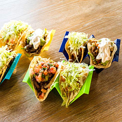 Youngever Taco Holder Stand Set of 5, Large Regular Size, Taco Plate, Taco Truck Tray Style, ABS Material, Very Hard and Sturdy, Dishwasher Top Rack Safe