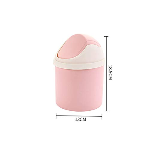 Desktop Mini Waste Can with Swing Lid, Stylish Lace Polka Dot Table Trash Bin Table Waste Paper Basket Round Small Trash Can for Office Bathroom Children Bedroom, Green