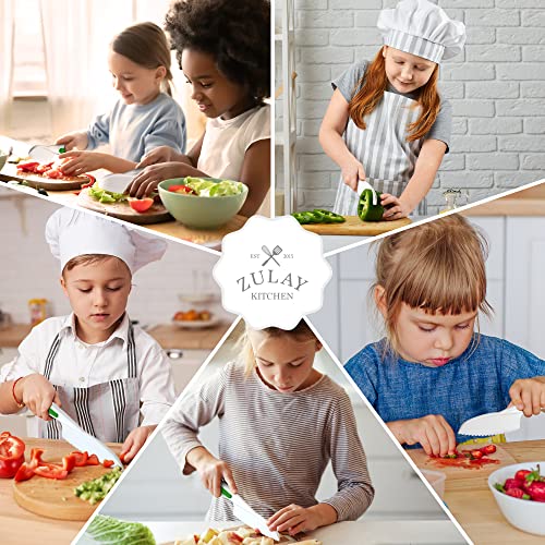 Zulay Kids Knife Set for Cooking and Cutting Fruits, Veggies & Cake - Perfect Starter Knife Set for Little Hands in the Kitchen - 3-Piece Nylon Knife for Kids - Fun & Safe Lettuce Knife (Green)