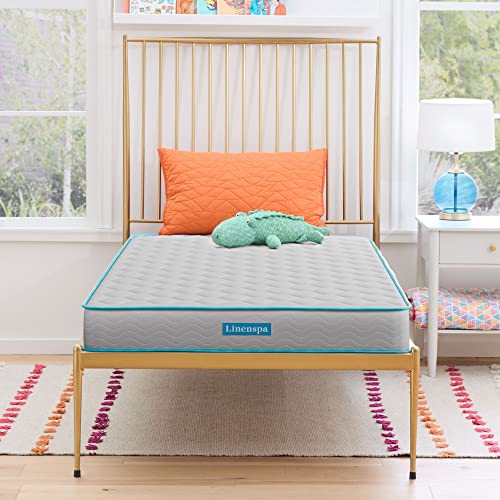 Linenspa 6-Inch Innerspring Mattress - Twin + 14-Inch Folding Platform Bed Frame