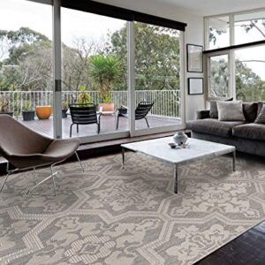 HOMEGNOME Indoor Outdoor Portico Area Rug (8'x10', Silver Grey)