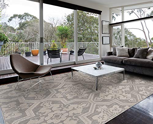 HOMEGNOME Indoor Outdoor Portico Area Rug (8'x10', Silver Grey)