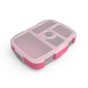 bentgo® kids prints tray with transparent cover - reusable, bpa-free, 5-compartment meal prep container with built-in portion control for healthy meals at home & on the go (pink dots)