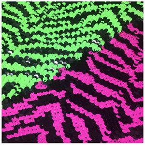 lqiao 0.5y zebra neon pink green reversible sequin fabric mermaid shimmer sparkly mesh fabric by the yard half for drawers wedding dress costume diy