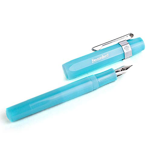 Kaweco Frosted Sport Fountain Pen Light Blueberry, Fine Nib with Kaweco Sport Octagonal Clip Chrome (2019 Novelty)