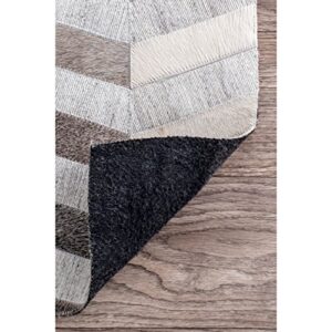 nuLOOM Cece Contemporary Cowhide Area Rug, 6' Square, Silver