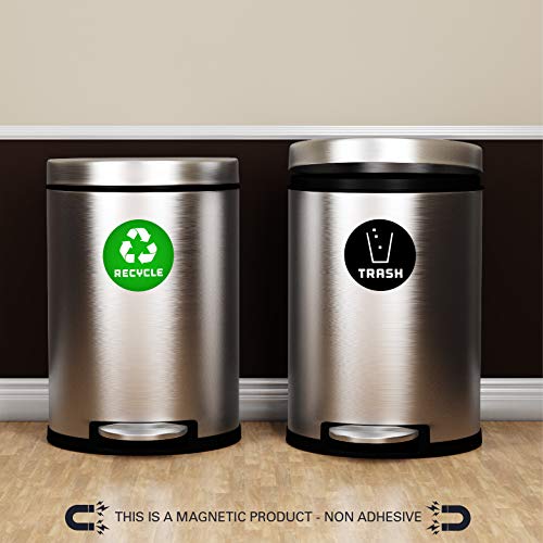 (4in x 4in) Recycle Logo and Trash can Magnetic to Organize Your Trash - for Trash cans, Garbage containers and Recycle Bins - Premium Magnetic Decal (4in x 4in, Green - Magnetic)