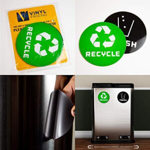 (4in x 4in) Recycle Logo and Trash can Magnetic to Organize Your Trash - for Trash cans, Garbage containers and Recycle Bins - Premium Magnetic Decal (4in x 4in, Green - Magnetic)