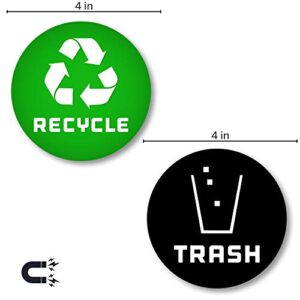 (4in x 4in) Recycle Logo and Trash can Magnetic to Organize Your Trash - for Trash cans, Garbage containers and Recycle Bins - Premium Magnetic Decal (4in x 4in, Green - Magnetic)