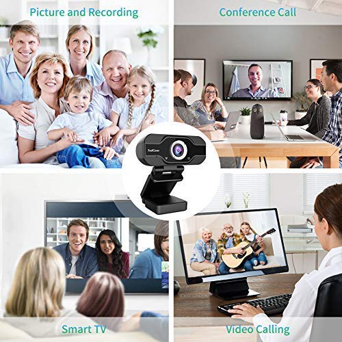 PC Webcam, TedGem 1080P Full HD Webcam USB Desktop & Laptop Webcam Live Streaming Webcam with Microphone Widescreen HD Video Webcam 90-Degree Extended View for Video Calling (HD Webcam)… (Black)