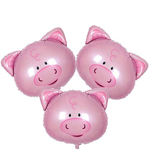 BinaryABC Pink Pig Head Foil Balloons,Birthday Wedding Baby Shower Party Decorations,3Pcs(Big Size)