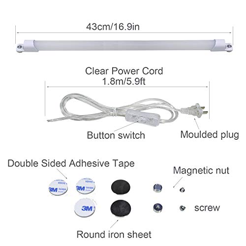 STBTECH 110V Under Cabinet Lights,17inch LED Under Counter Lighting with 6foot Plug Cable,Reading Desk Lamp for Kitchen/Shelf, Plastic (Naturally White 4000K)