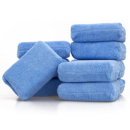 Fasmov 12 Pack Premium Grade Microfiber Applicator Pad, Microfiber Sponge, Car Wash Pads, Cleaning Pads, Blue