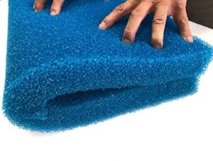 viaaqua aquarium filter sponge open cell foam sheet bio sponge filter media pad hmf fish tank sump divider 12" x 12" x 2" (blue, 20ppi)