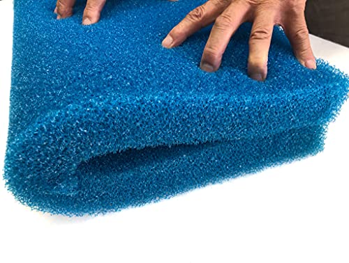 ViaAqua Aquarium Filter Sponge Open Cell Foam Sheet Bio Sponge Filter Media Pad HMF Fish Tank Sump Divider 12" x 12" x 2" (Blue, 20PPI)