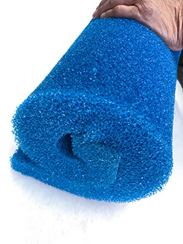 ViaAqua Aquarium Filter Sponge Open Cell Foam Sheet Bio Sponge Filter Media Pad HMF Fish Tank Sump Divider 12" x 12" x 2" (Blue, 20PPI)