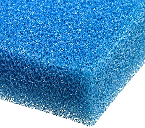 ViaAqua Aquarium Filter Sponge Open Cell Foam Sheet Bio Sponge Filter Media Pad HMF Fish Tank Sump Divider 12" x 12" x 2" (Blue, 20PPI)