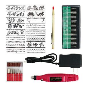 yaetek 61pcs mini diy engraving tool kit, electric micro engraver pen etching pen, micro sander rotary tool kit scriber etcher 36 bits 6 polishing head 16 stencils