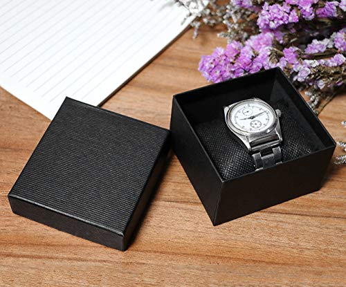 sdoot Watch Box, Watch Gift Box 12 Packs, Black Gift Boxes for Watches with Pillow Cushion, Jewelry Gift Boxes for Bracelets, 3.3'' × 3.1'' × 2.1''