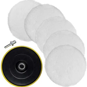 ANAHAF 7 Pcs 6 Inch Wool Polishing Pads Polishing Buffing Wheel for Drill Buffer Attachment Polishing Pads Wool Polishing Pads Kits with M14 Drill Adapter