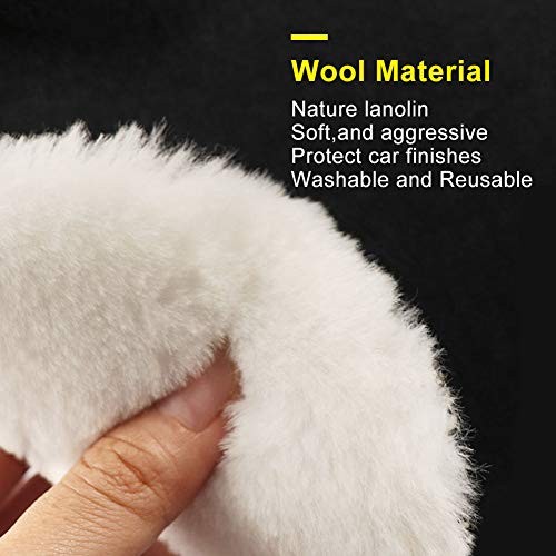 ANAHAF 7 Pcs 6 Inch Wool Polishing Pads Polishing Buffing Wheel for Drill Buffer Attachment Polishing Pads Wool Polishing Pads Kits with M14 Drill Adapter