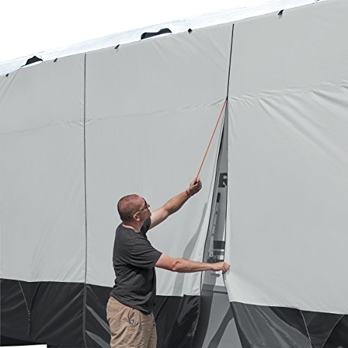 Classic Accessories RV SkyShield™ R-Pod Cover, 16'2"L x 78"W, Model 2, Durable, Tear-Resistant, Teardrop, Travel Trailer Storage Cover, Compatible with R-Pod Trailers, Black/Grey/Snow White