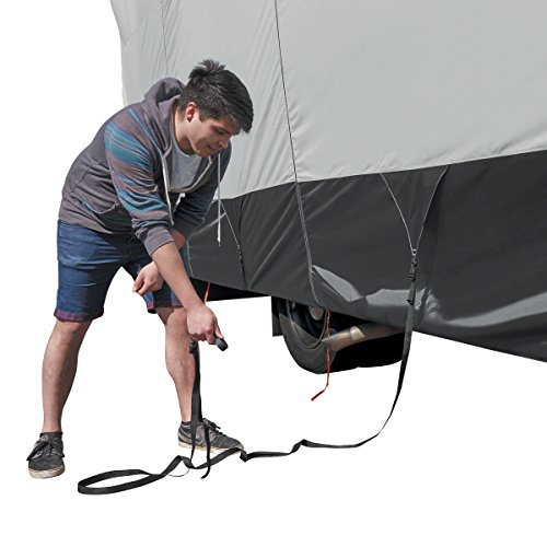 Classic Accessories RV SkyShield™ R-Pod Cover, 16'2"L x 78"W, Model 2, Durable, Tear-Resistant, Teardrop, Travel Trailer Storage Cover, Compatible with R-Pod Trailers, Black/Grey/Snow White