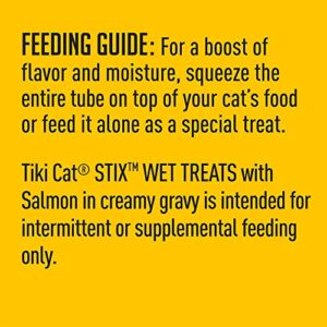 Tiki Cat Stix Wet Mousse Treats, Single Serve Indulgent Lickable Treat or Dry Food Topper, with Salmon in Creamy Gravy, 3 oz. Pouch (Pack of 6)