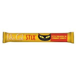 Tiki Cat Stix Wet Mousse Treats, Single Serve Indulgent Lickable Treat or Dry Food Topper, with Salmon in Creamy Gravy, 3 oz. Pouch (Pack of 6)