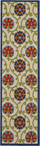 Nourison Aloha Indoor/Outdoor Blue/Multicolor 2'3" x 8' Area -Rug, Easy -Cleaning, Non Shedding, Bed Room, Living Room, Dining Room, Deck, Backyard, Patio (2x8)