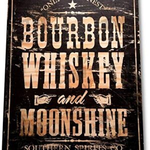 SRongmao Bourbon Whiskey Moonshine Retro Weathered Wall Decor Bar Man Cave Metal Tin Sign 8x12in