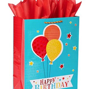 American Greetings 15.5" Extra Large Birthday Gift Bag with Tissue Paper, Balloons (1 Bag, 6-Sheets)