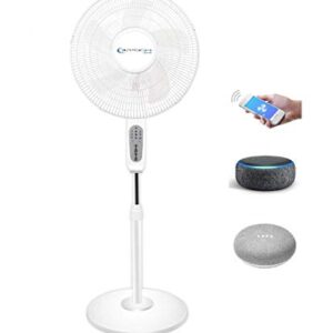 Technical Pro FXA16W WIFI Enabled 16 Inch Standing Pedastal Fan With Oscillating Feature And Compatible With Amazon Alexa/Google Home Voice Control Smart Home 2.4G ONLY (White)