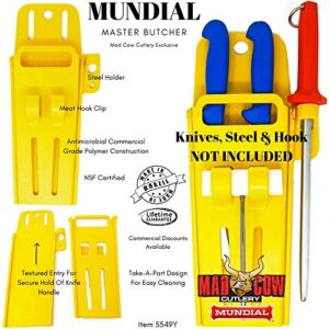 Mundial Master Butcher Knife Scabbard With Sharpening Steel Holder And Meat Hook Clip - Take-A-Part Design For Easy Clean - NSF Certified - Commercial Grade Polymer Construction - 5549Y