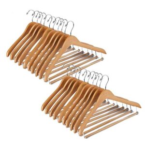 quality hangers wooden hangers beautiful sturdy suit coat hangers with locking bar glossy natural wood (20)