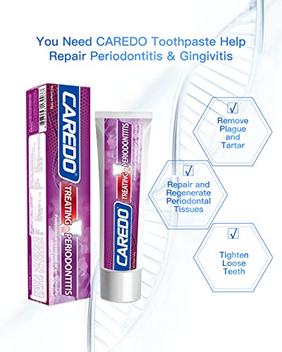 CAREDO Healing Periodontitis Treatment At Home Toothpaste, Periodontal Disease Treatment 3.52oz 2 Tubes, Gingivitis Treatment for Gum Disease, Fluoride Free Toothpaste for Bleeding Gums and LooseTeeth