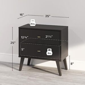 Prepac Milo 2-drawer Nightstand, Black