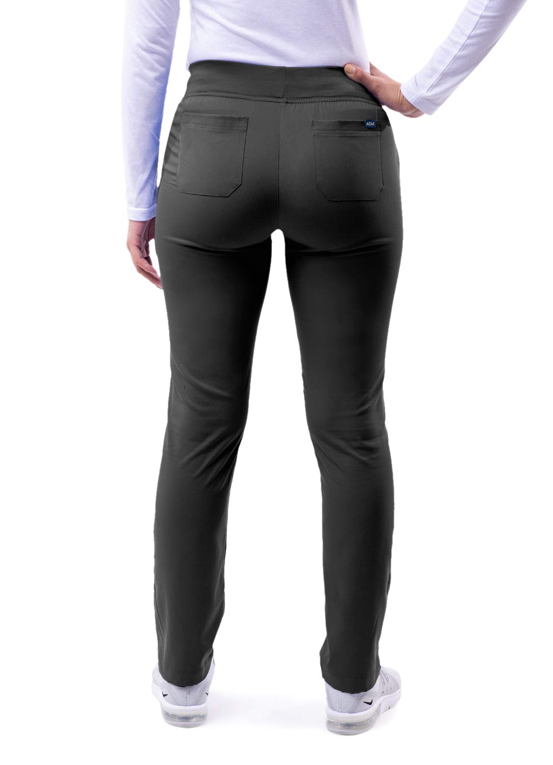 Adar Pro Scrubs for Women - Skinny Leg Yoga Scrub Pants - P7102 - Black - M