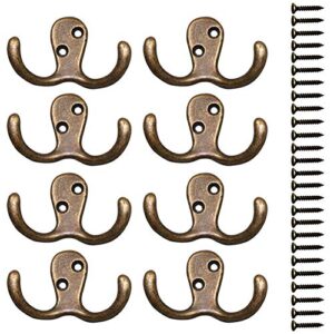 coat hooks double prong wall hanger mounted with 25 screws 35 lb utility hooks heavy duty towel hooks retro double hooks for coat, scarf, bag, towel, key, cap, cup