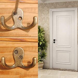 Coat Hooks Double Prong Wall Hanger Mounted with 25 Screws 35 LB Utility Hooks Heavy Duty Towel Hooks Retro Double Hooks for Coat, Scarf, Bag, Towel, Key, Cap, Cup